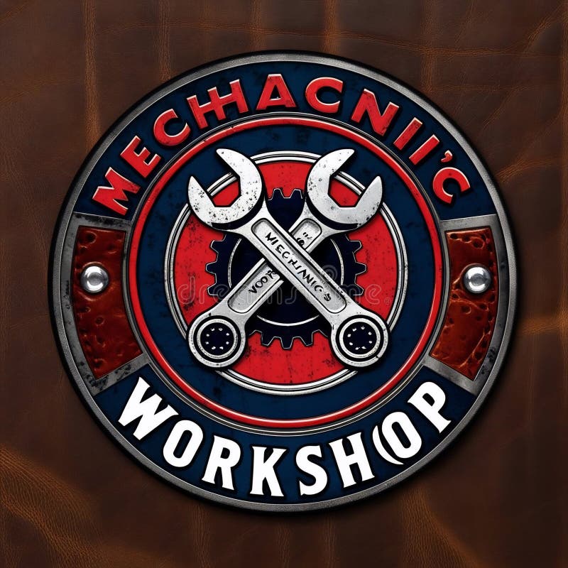 Vintage Mechanic Workshop Logo with Crossed Wrenches Design Stock ...