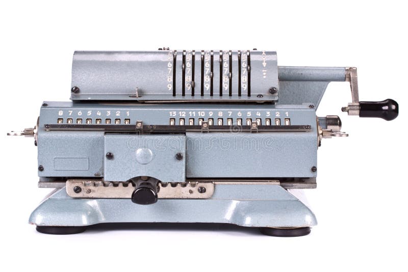 Vintage Mechanical Calculator Stock Photo - Image of white, technology ...