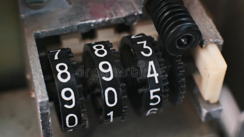 Rotating Numbers on Vintage Mechanical Counter Stock Video - Video of ...