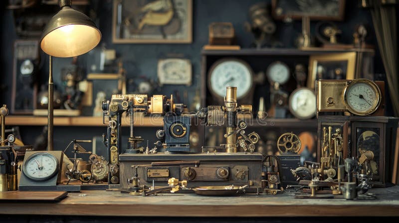 Vintage Mechanical Equipment in a Workshop Filled with Retro Tools ...