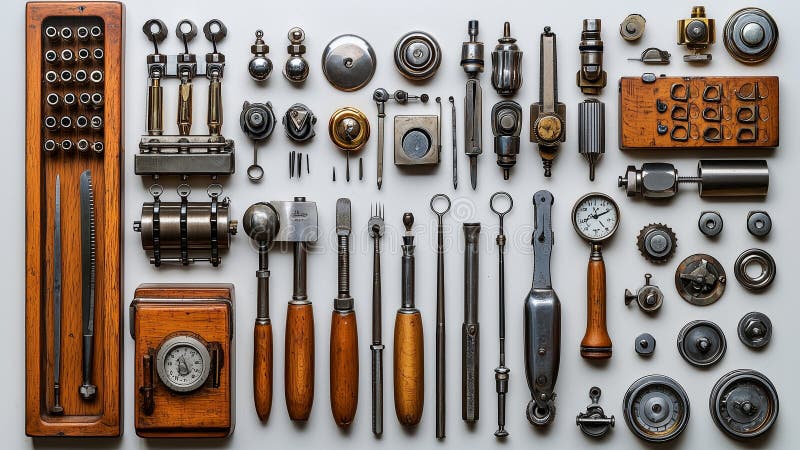 Vintage Mechanical Precision Instruments Stock Illustration ...