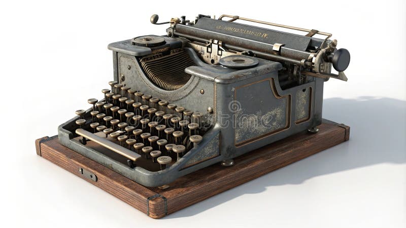 Vintage Mechanical Typewriter on Wooden Base with Antique Finish Stock ...