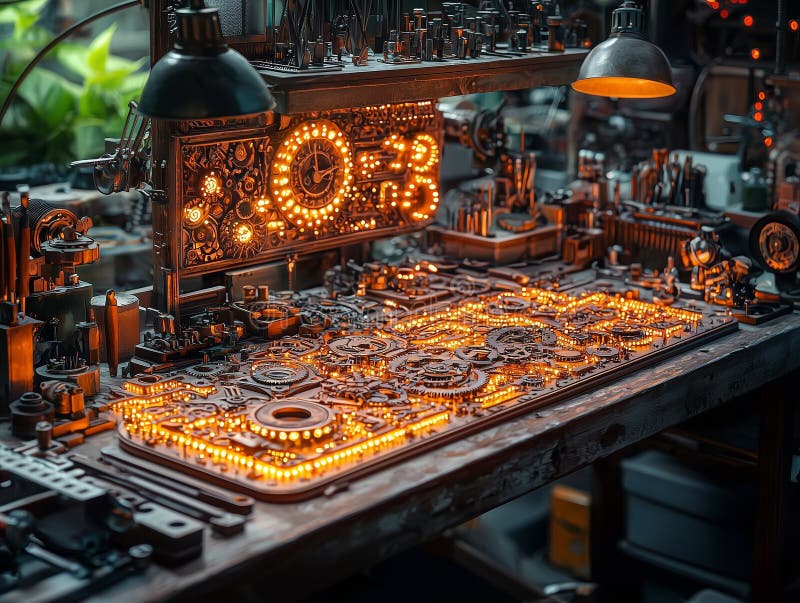 Vintage Mechanical Workshop and Clockmaking Tools Stock Illustration ...