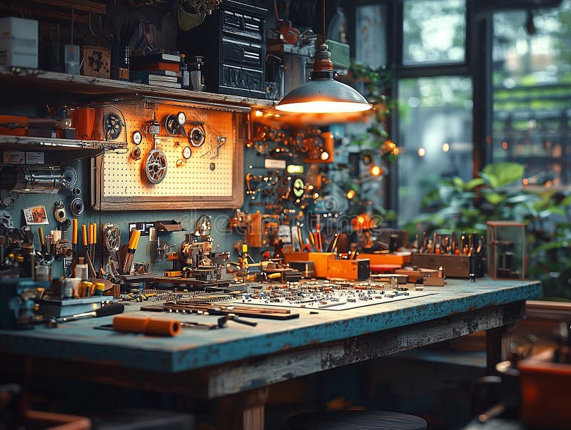 Vintage Mechanical Workshop and Clockmaking Tools Stock Illustration ...