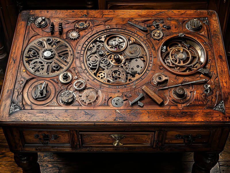 Vintage Mechanical Workshop and Clockmaking Tools Stock Illustration ...