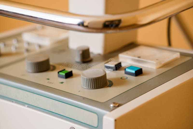 Vintage Medical Equipment Control Panel with Knobs and Buttons Stock ...