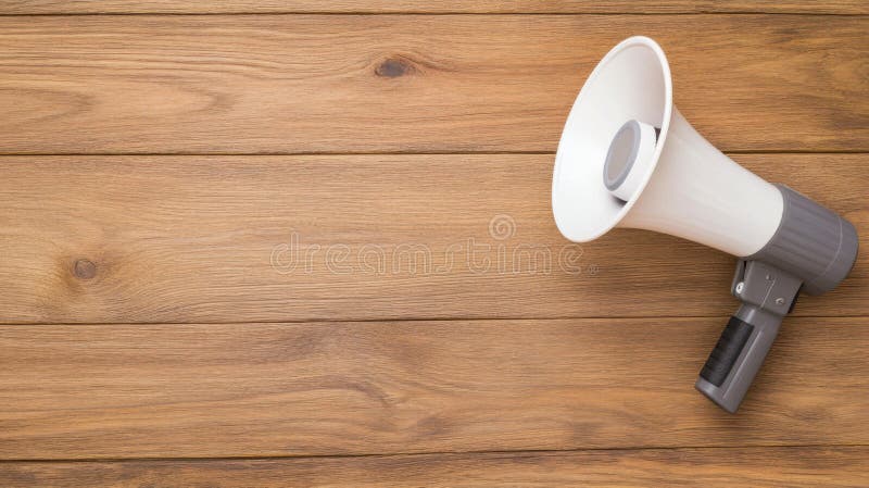 Vintage Megaphone Rests on Wooden Table, Symbolizing Old School ...