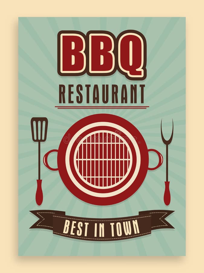 Vintage Menu Card for Bbq Restaurant. Stock Illustration - Illustration ...