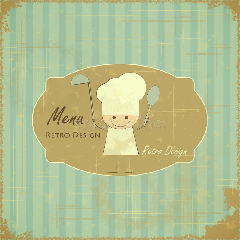 Vintage Menu Card Design with Chef Stock Vector - Illustration of ...