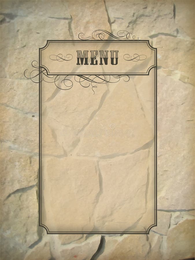 Vintage Menu Frame Stone Wall Stock Illustrations – 40 Vintage Menu ...