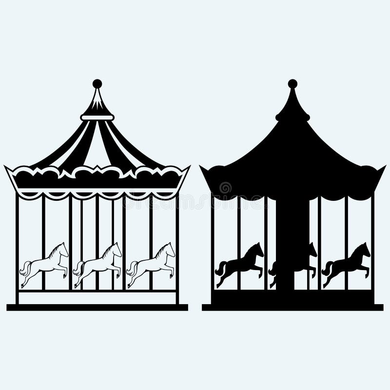 Vintage merry-go-round stock vector. Illustration of leisure - 59015903