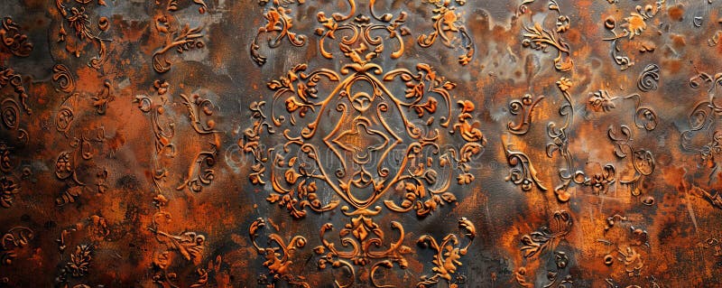 Vintage Metal Background Deep Rust Intricate Aged Patterns Stock Photos ...