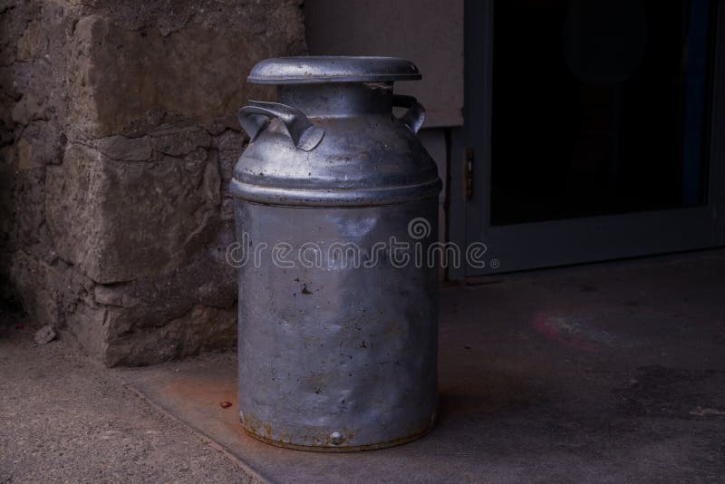 Vintage Metal Can for Milk Container in the Farm. Stock Image - Image ...