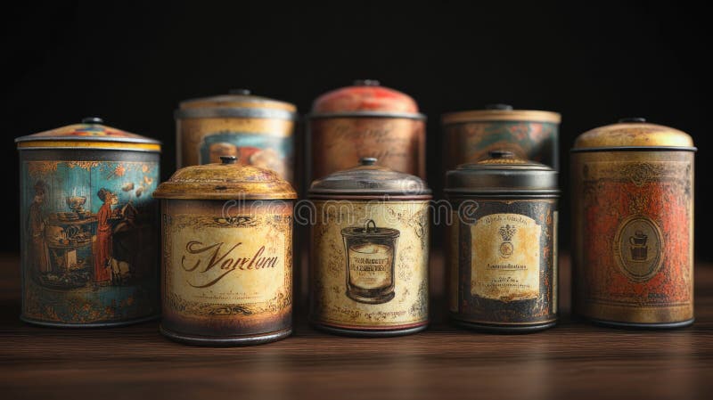 Vintage Metal Containers stock illustration. Illustration of charming ...