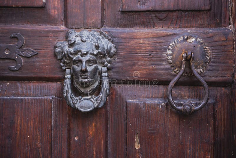 Metal Door Knocker with a Human Face Stock Image - Image of knob, head ...