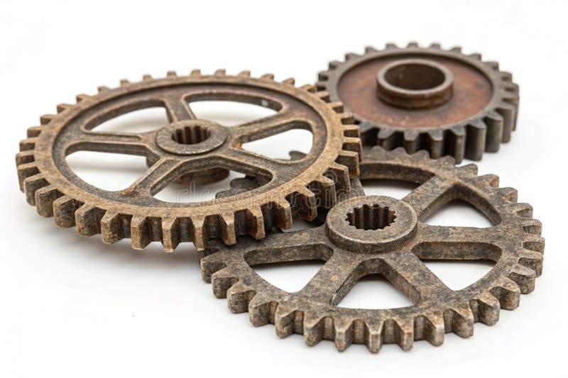 Vintage Metal Gears and Cogs Design Elements Stock Illustration ...