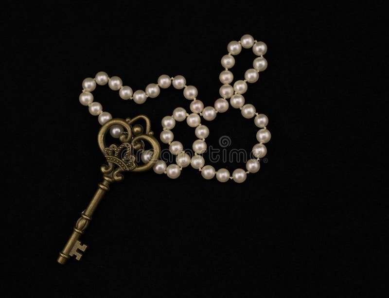 Vintage Metal Key on Black Background Stock Photo - Image of silver ...