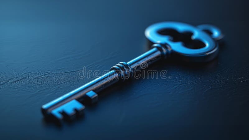 A Vintage Metal Key on a Dark, Textured Surface. Stock Photo - Image of ...