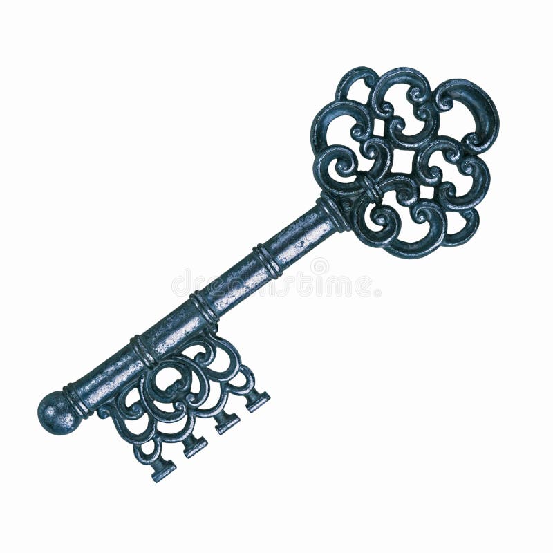 Vintage Metal Key on White Background Stock Image - Image of unlock ...