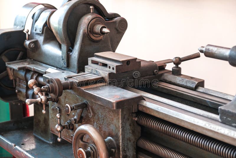 Vintage Lathe in the Workshop Stock Photo - Image of machine, metal ...