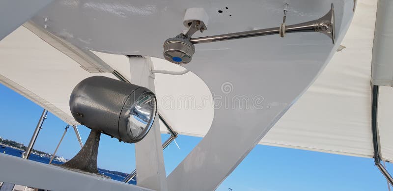 Vintage Metal Light Projector of a Boat Stock Photo - Image of airplane ...