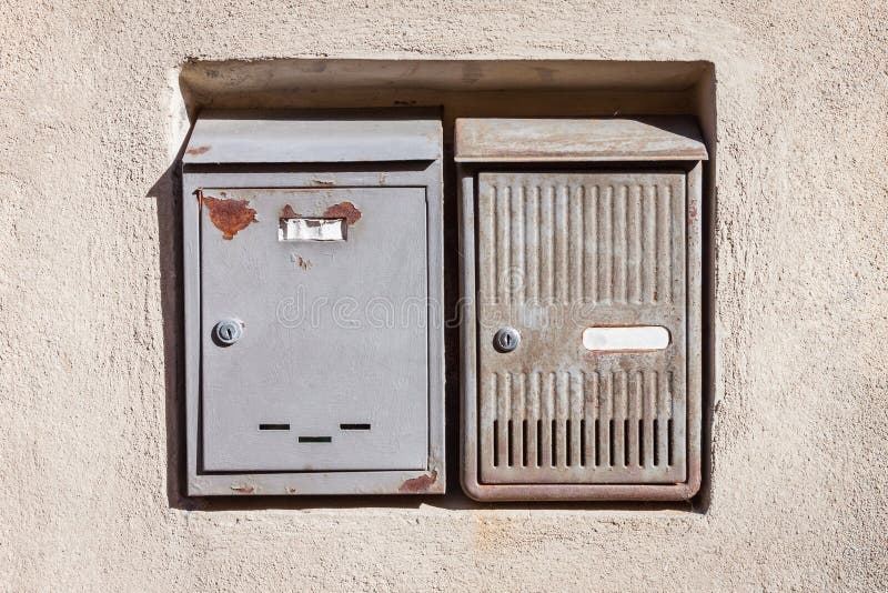 Vintage metal mail boxes stock photo. Image of metal - 34509786
