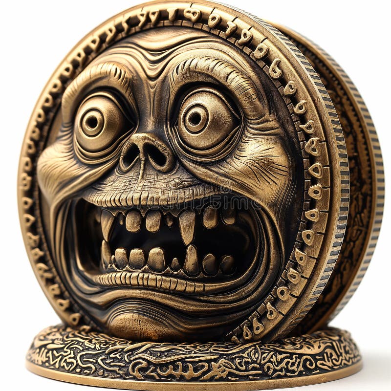 Vintage Metal Meme Coin Isolated on White Background with Clipping Path ...