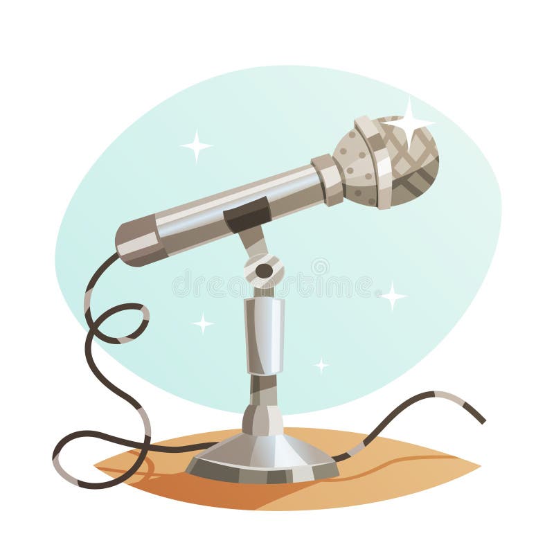Vintage metal microphone stock vector. Illustration of instrument ...