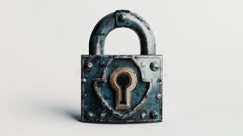 Vintage Metal Padlock with Keyhole on White Background Stock ...
