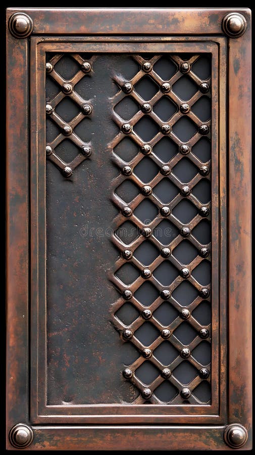 Vintage Metal Panel with Diamond Pattern and Studs Stock Illustration ...