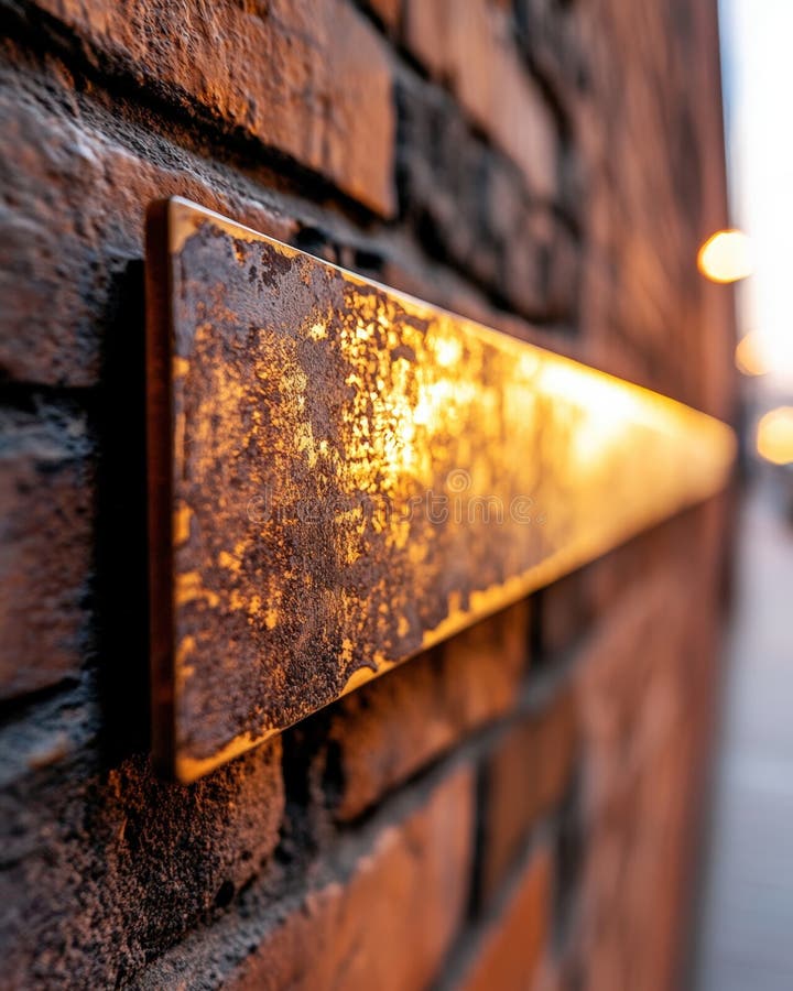 Vintage Metal Plaque with Embossed Lettering on Rustic Brick Wall at ...