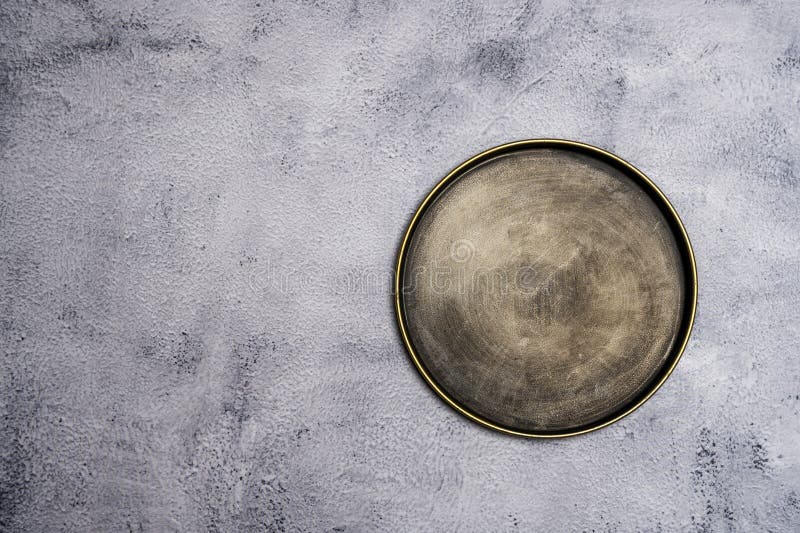 A Vintage Metal Plate with a Gold Edge Stock Image - Image of space ...