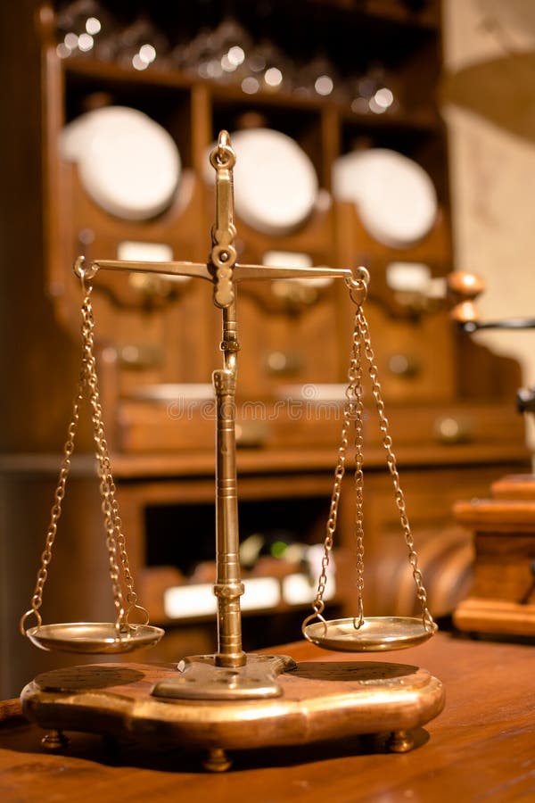 Decorative Scales of Justice in the Courtroom Stock Image - Image of ...