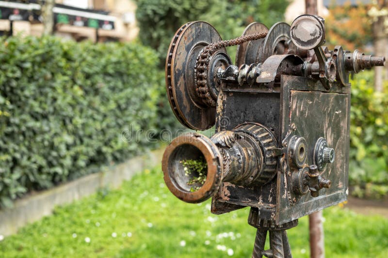 Vintage Metal Sculpture of an Old Video Camera Stock Image - Image of ...