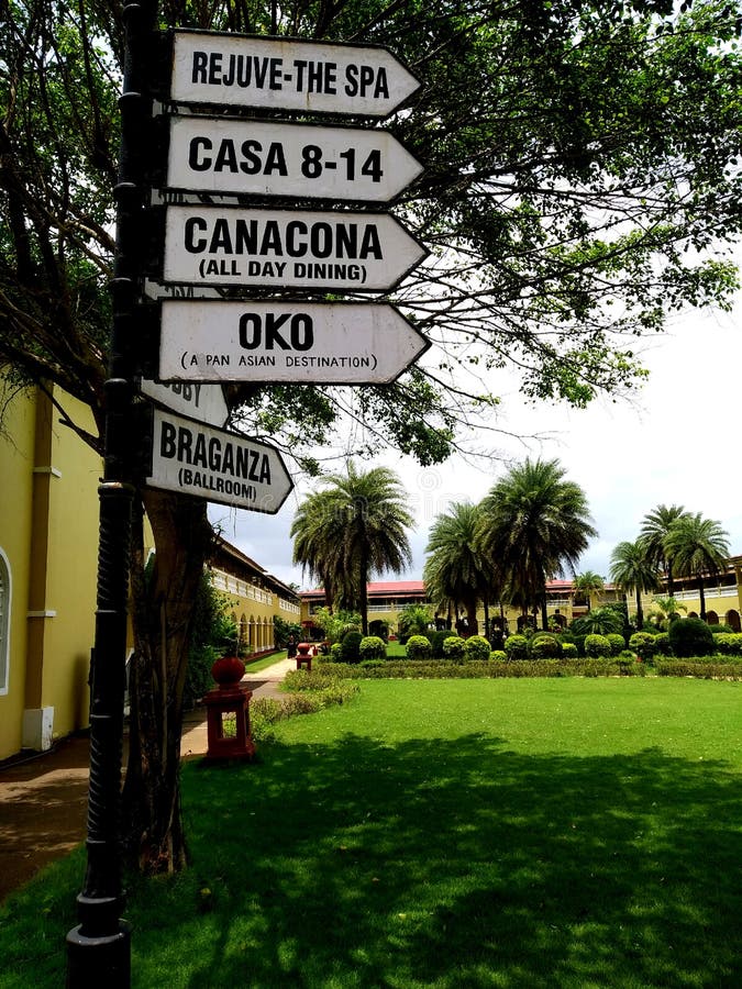 Vintage Metal Sign Board.Direction Pointer at the Lalit Resort in Goa ...
