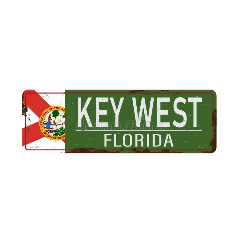 Vintage Metal Sign - Key West Florida - Vector EPS 10. Stock Vector ...