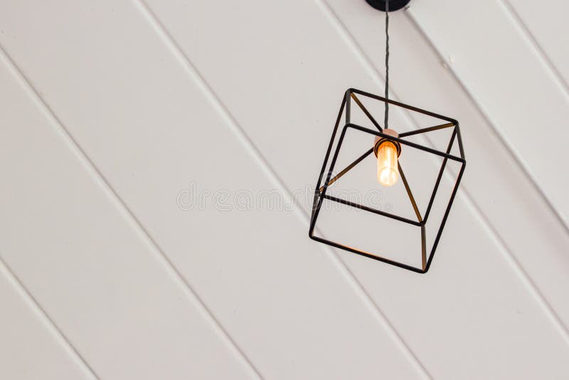 Square Lamp and Smoke Detector on a White Office Ceiling. Round Video ...