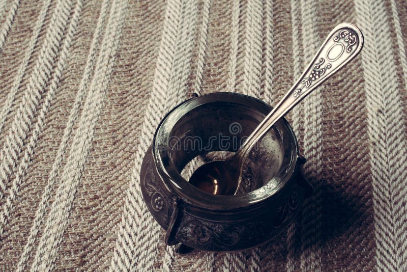 Vintage metal sugar bowl stock image. Image of decoration - 271181219