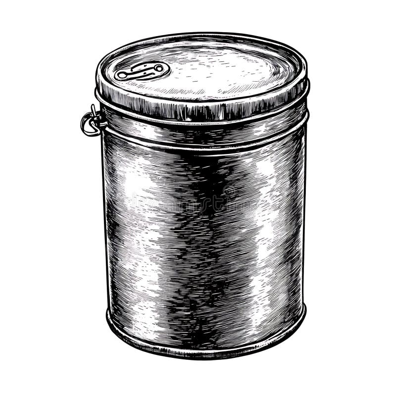 Vintage Metal Tin Can Illustration Stock Illustration - Illustration of ...