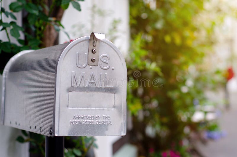 Vintage Metal US Post Mail Box Stock Image - Image of parcel, close ...