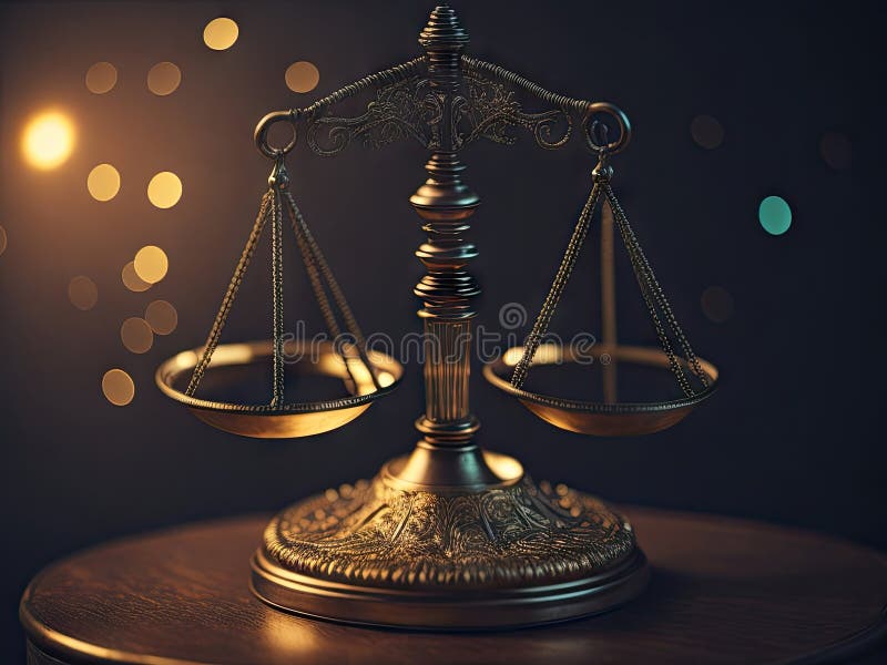 Vintage Metalic Balance Scale on Dark Background. Ai Generative Stock ...