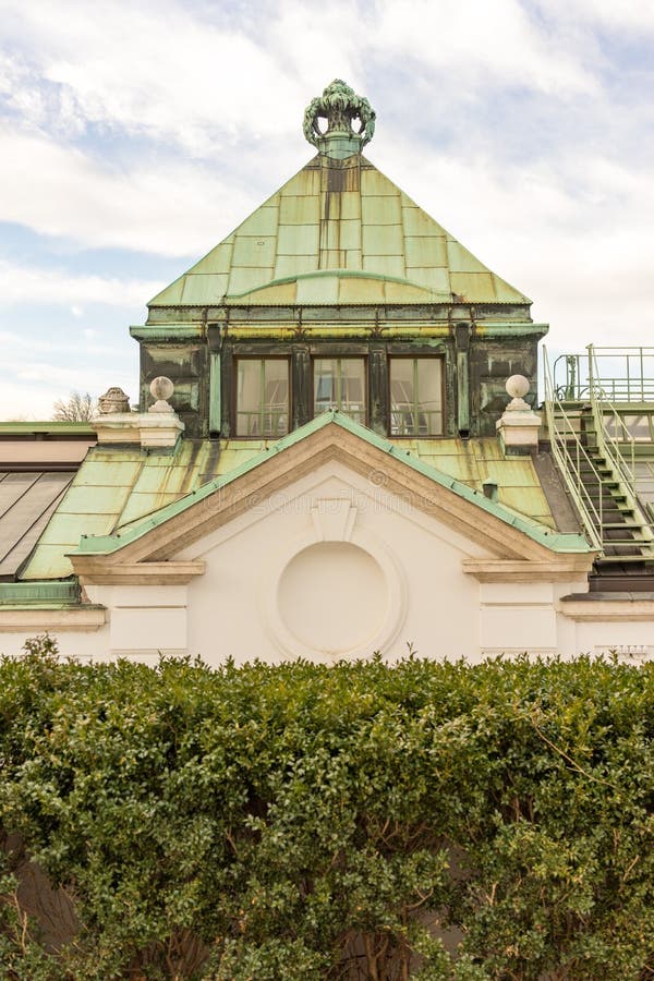 French Building with Green Roof Editorial Photography - Image of detail ...