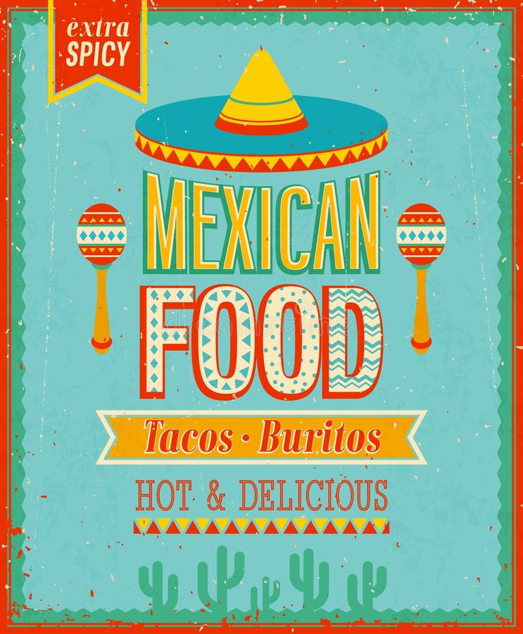 Vintage Mexican Food Poster. Stock Vector - Illustration of poster ...