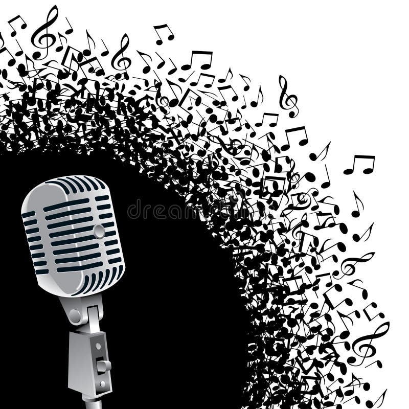 A vintage mic with notes stock vector. Illustration of silver - 85846686