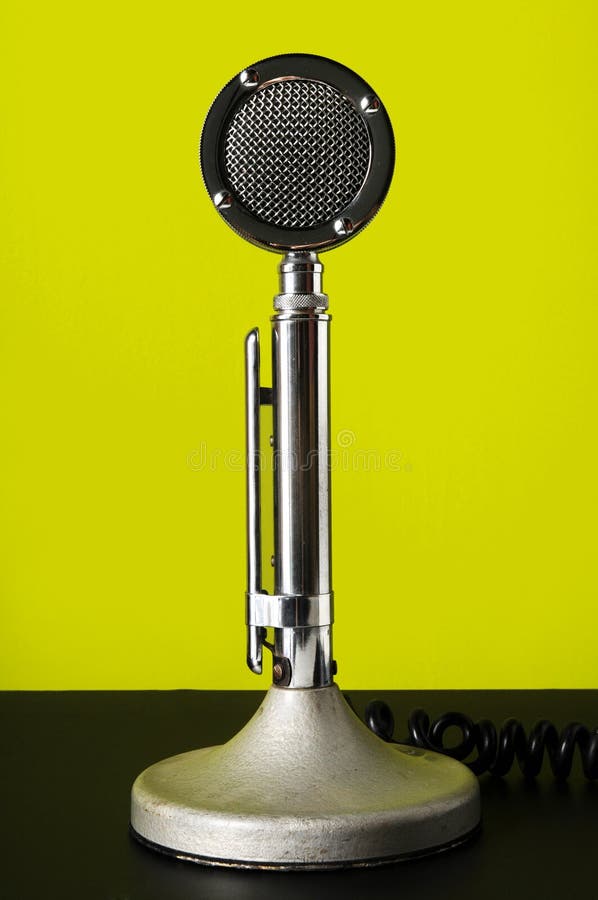 Vintage Microphone with Modern Headphones Stock Image - Image of retro ...
