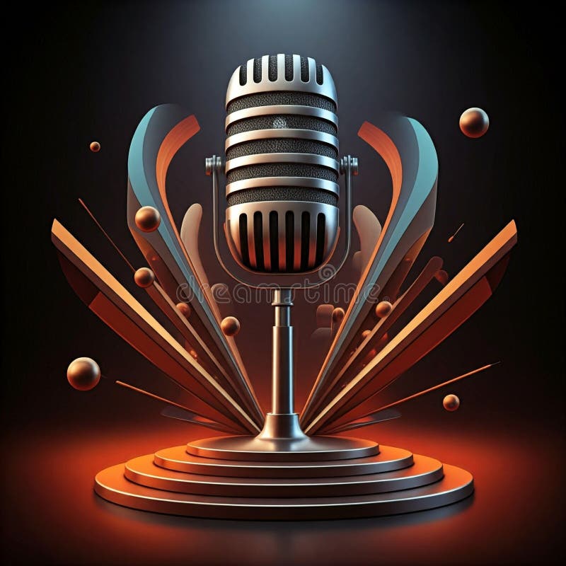 Vintage Microphone with Abstract Elements. Stock Illustration ...