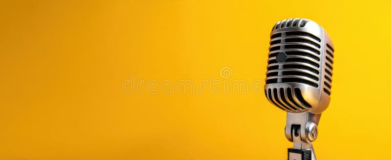 The Vintage Microphone Against a Bright Yellow Background Showcasing ...