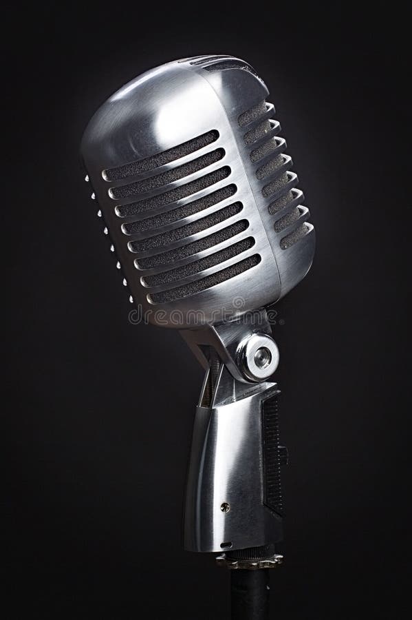 Vintage Microphone on Black Background Editorial Photography - Image of ...