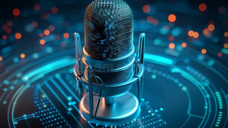 Vintage Microphone Displayed on a Futuristic Soundstage with Dynamic ...