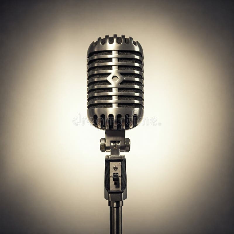 A Vintage Microphone Isolated, Front View. Stock Illustration ...